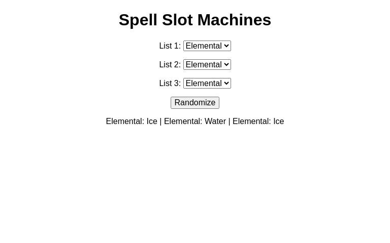 Spell Slot Machines ― Perchance Generator