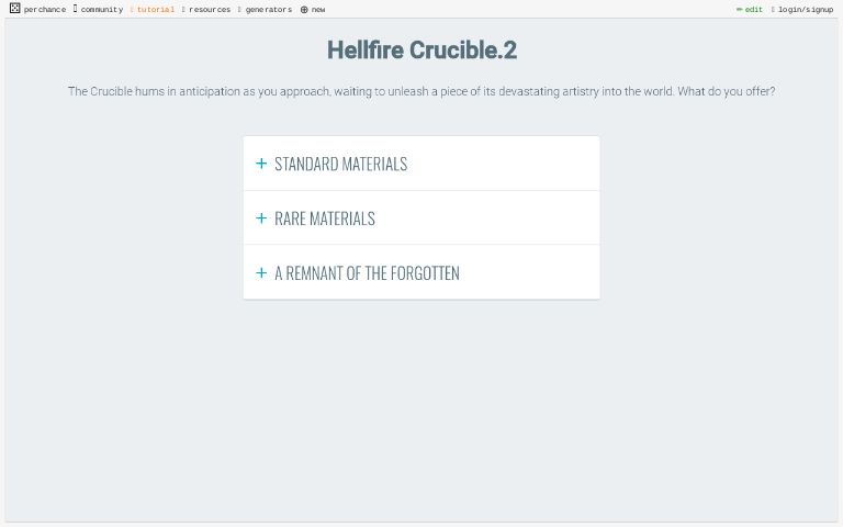Hellfire Crucible.2 ― Perchance Generator
