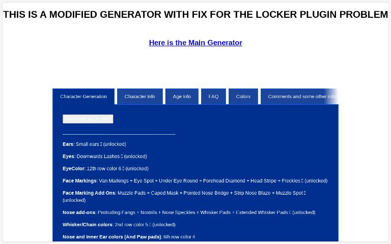 THIS IS A MODIFIED GENERATOR WITH FIX FOR THE LOCKER PLUGIN PROBLEM