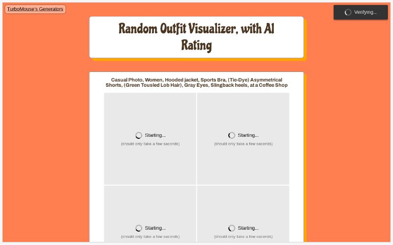 Random Outfit Visualizer, with AI Rating ― Perchance Generator