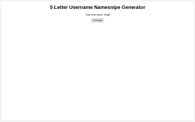 5 Letter Username Namesnipe Generator
