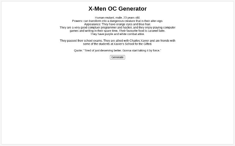 X-Men OC Generator