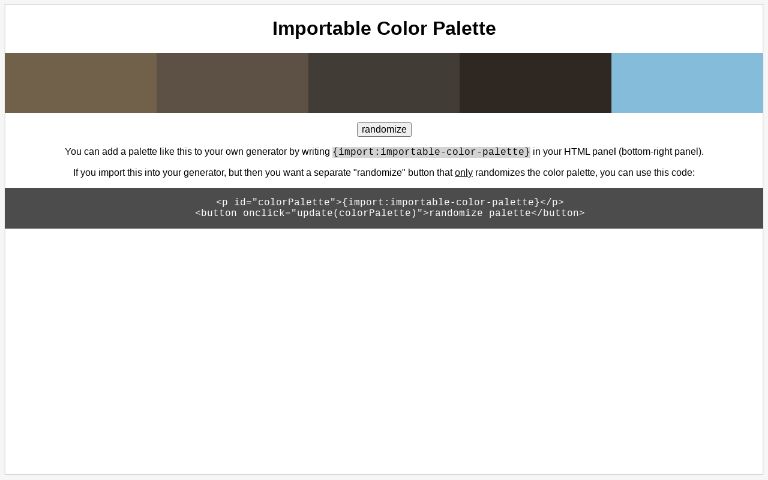 Importable Color Palette ― Perchance Generator