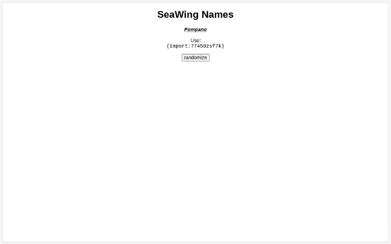 SeaWing Names ― Perchance Generator