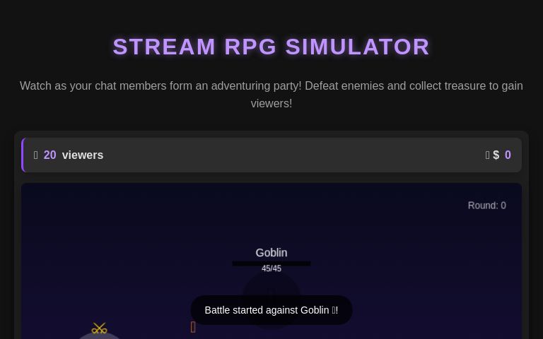 Stream RPG Simulator ― Perchance Generator