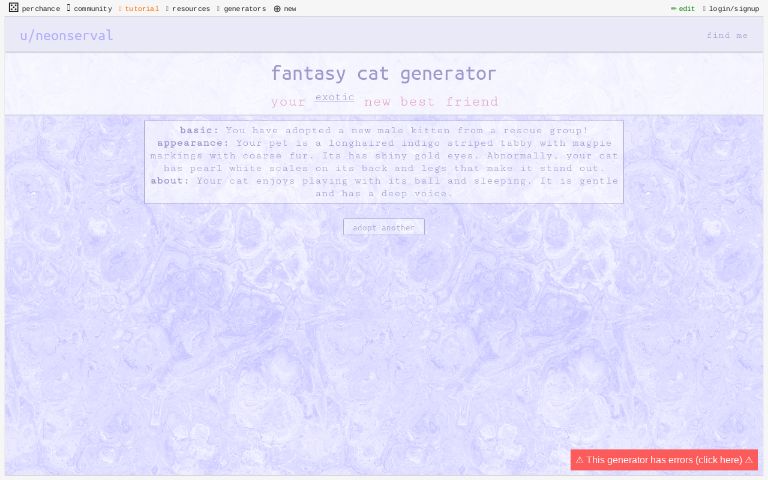 fantasy cat generator