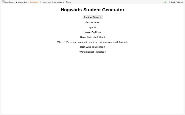 Hogwarts Student Generator