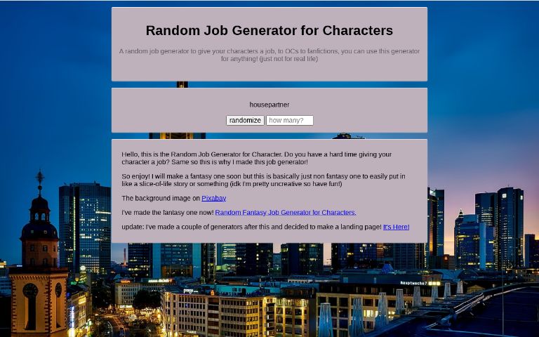 Random Job Generator for Characters