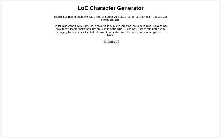 LoE Character Generator