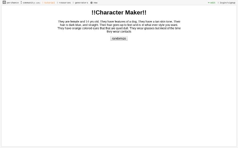 !!Character Maker!! ― Perchance Generator