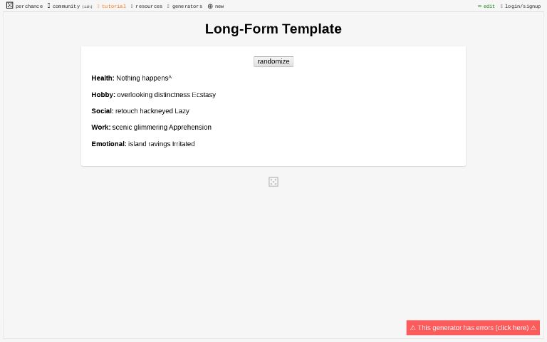 Long-Form Template ― Perchance Generator