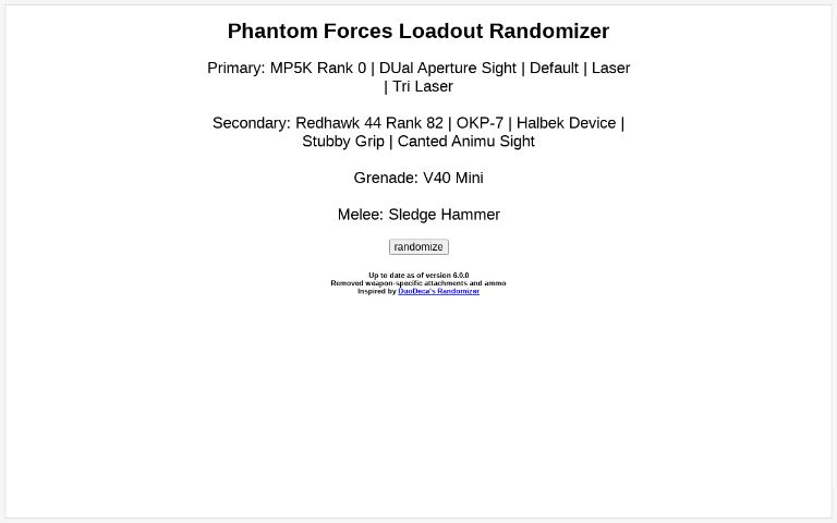 Phantom Forces Loadout Randomizer ― Perchance Generator
