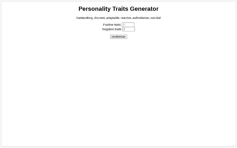 Personality Traits Generator