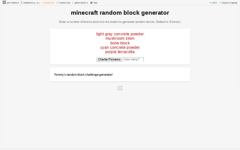 minecraft random block generator