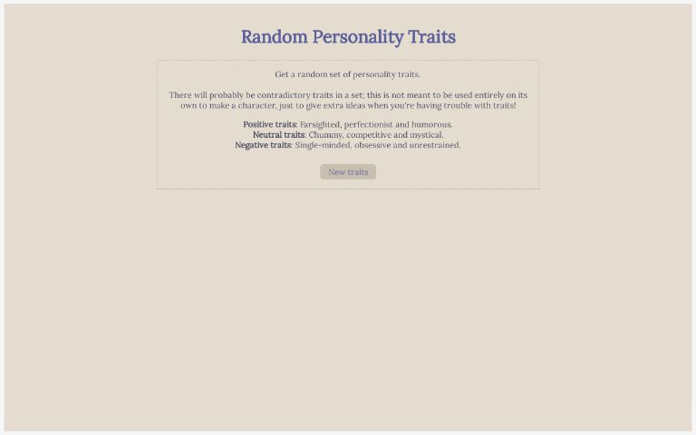 Random Personality Traits ― Perchance Generator