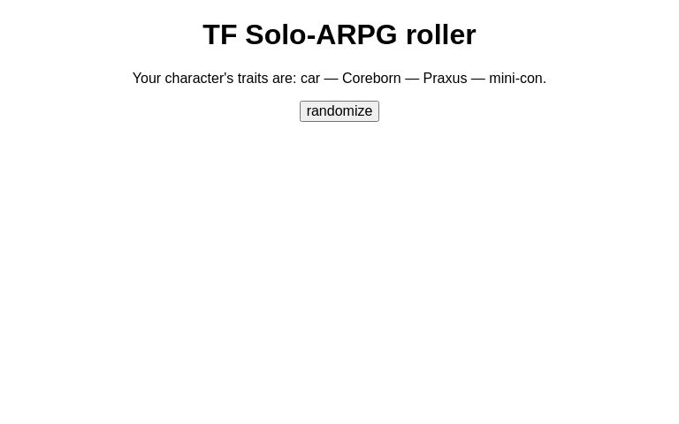TF Solo-ARPG roller ― Perchance Generator