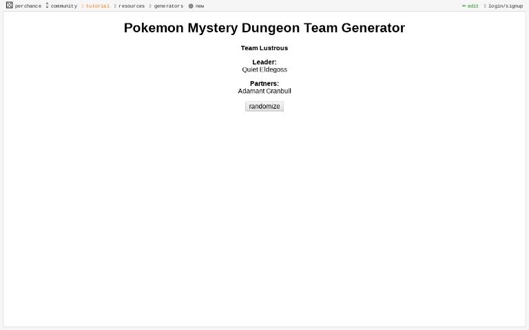 Pokemon Mystery Dungeon Team Generator