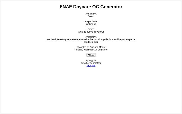 FNAF Daycare OC Generator