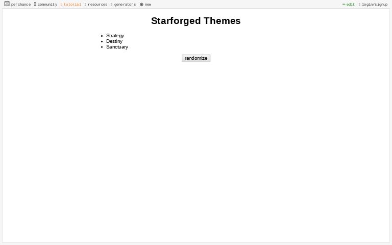 Starforged Themes ― Perchance Generator