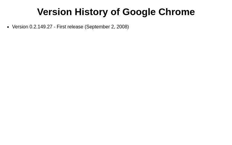 Version History of Google Chrome ― Perchance Generator