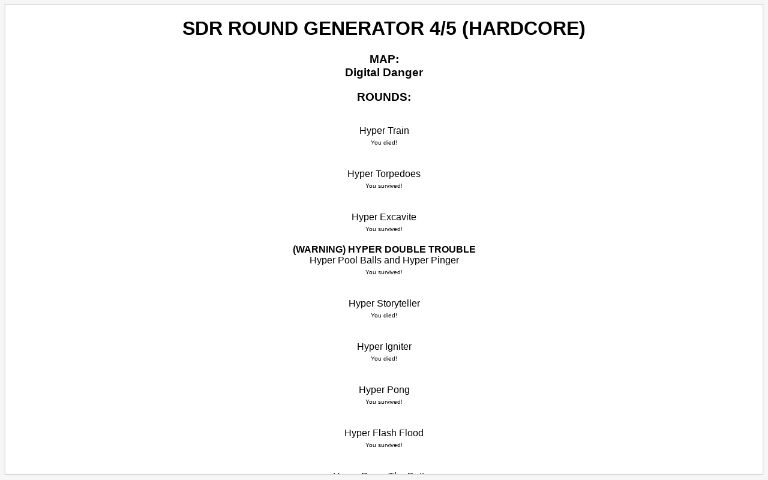 SDR ROUND GENERATOR 4/5 (HARDCORE)