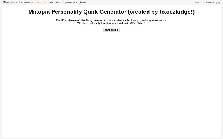 Miitopia Personality Quirk Generator (created by toxiczludge!)