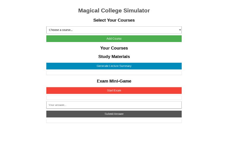 Magical College Simulator ― Perchance Generator