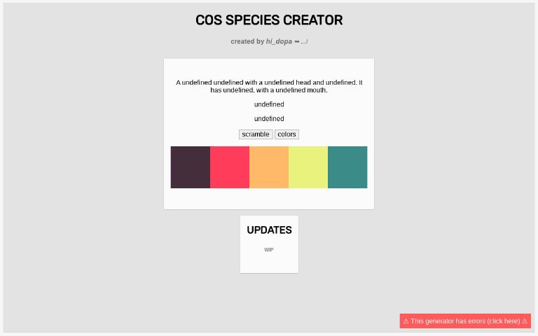 COS SPECIES CREATOR ― Perchance Generator