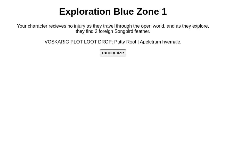 Exploration Blue Zone 1 ― Perchance Generator