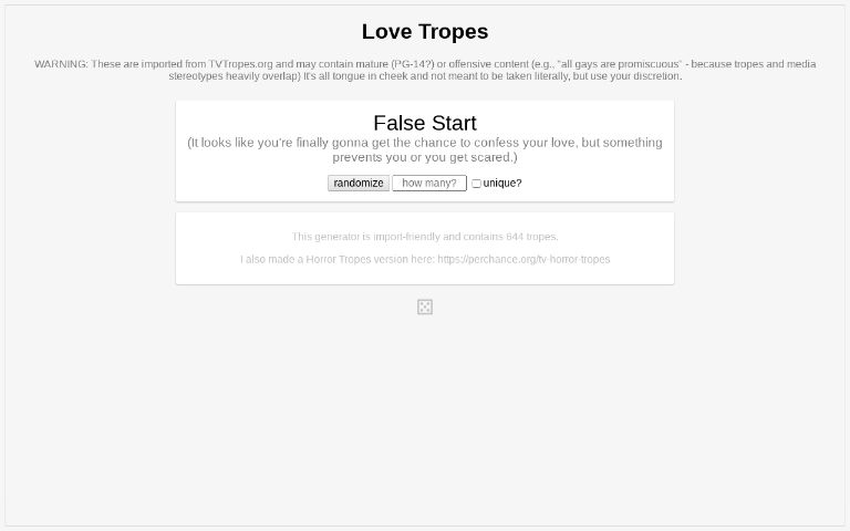 Love Tropes ― Perchance Generator