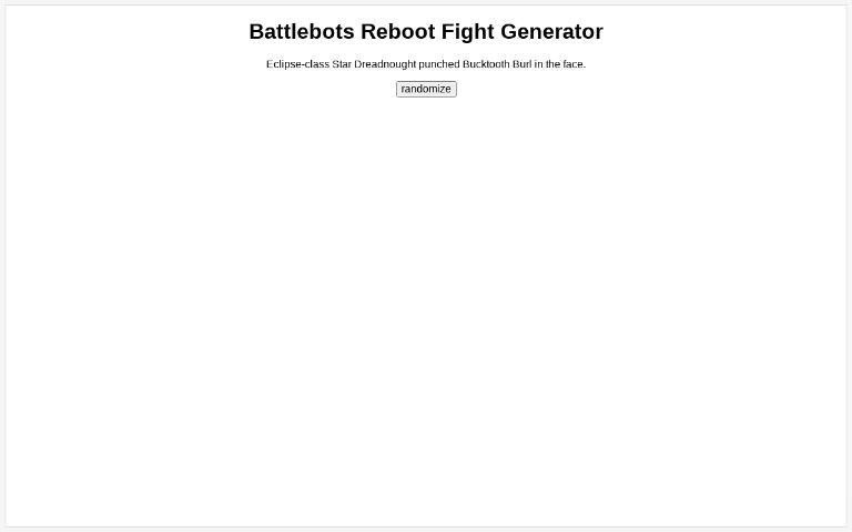 Battlebots Reboot Fight Generator