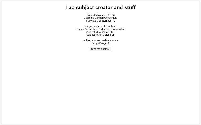 Lab subject creator and stuff ― Perchance Generator