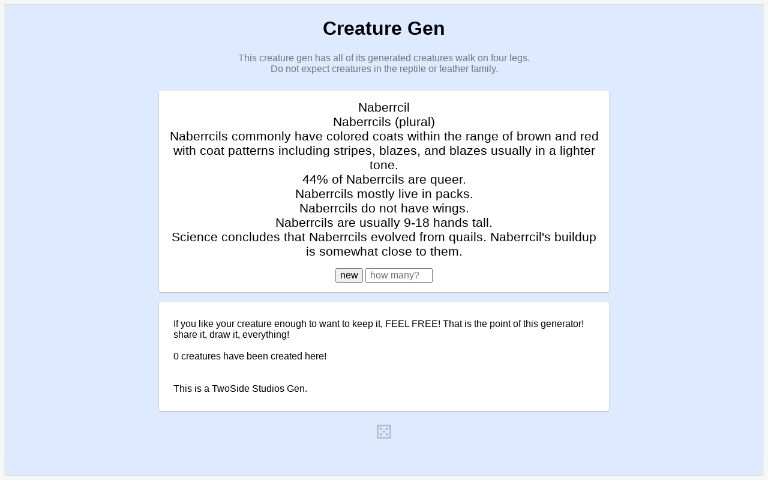 Creature Gen ― Perchance Generator