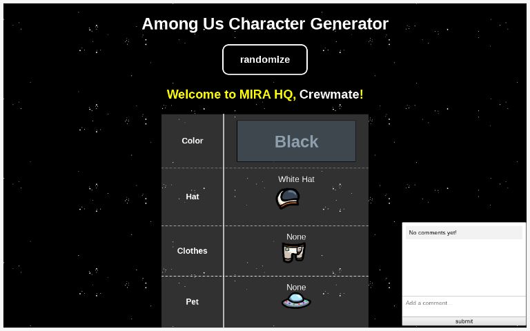 Among Us Character Generator