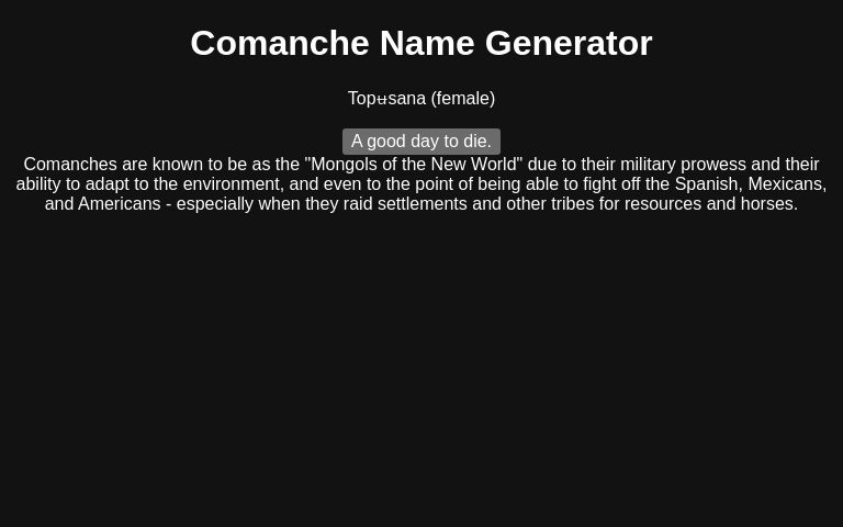 Comanche Name Generator