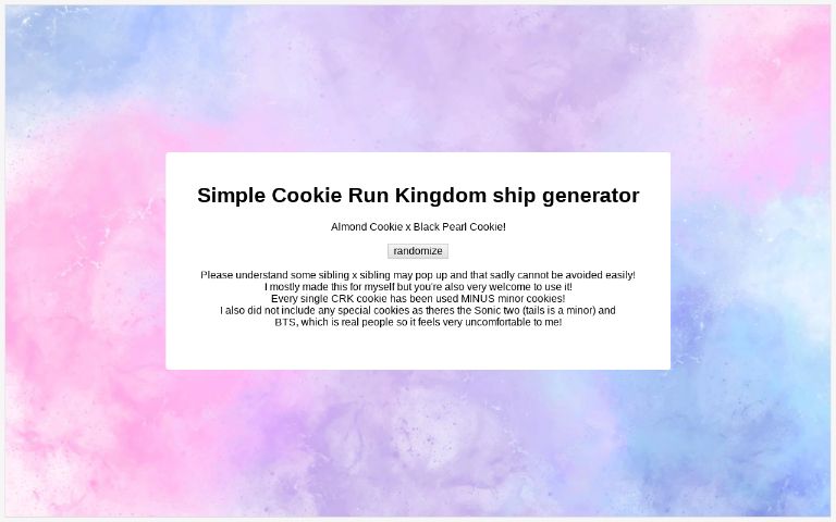 Simple Cookie Run Kingdom ship generator
