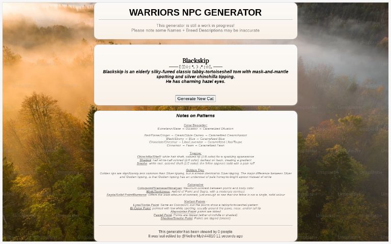 WARRIORS NPC GENERATOR