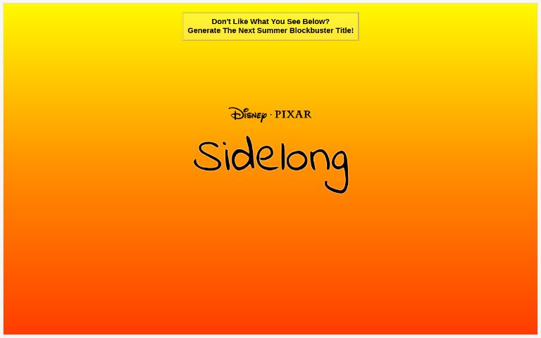 Disney Pixar Movie Titles ― Perchance Generator