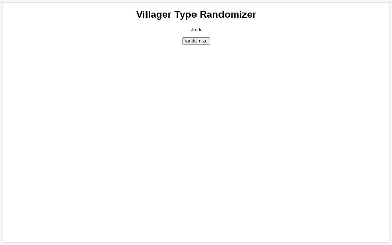 Villager Type Randomizer ― Perchance Generator