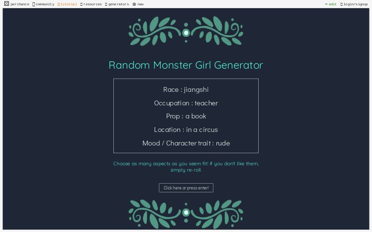 Random Monster Girl Generator