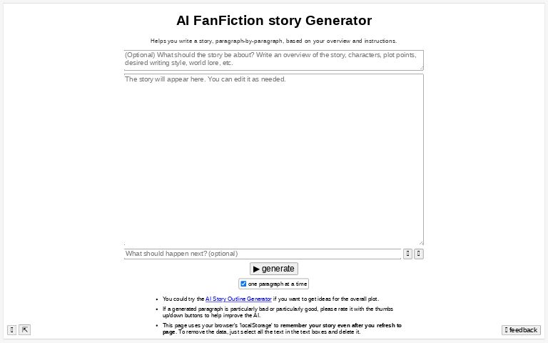 AI Story Generator (free, unlimited, no sign-up)