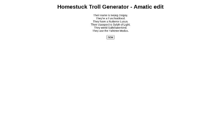Homestuck Troll Generator - Amatic edit