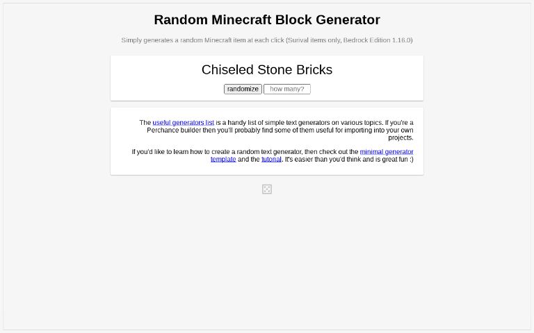 Random Minecraft Block Generator