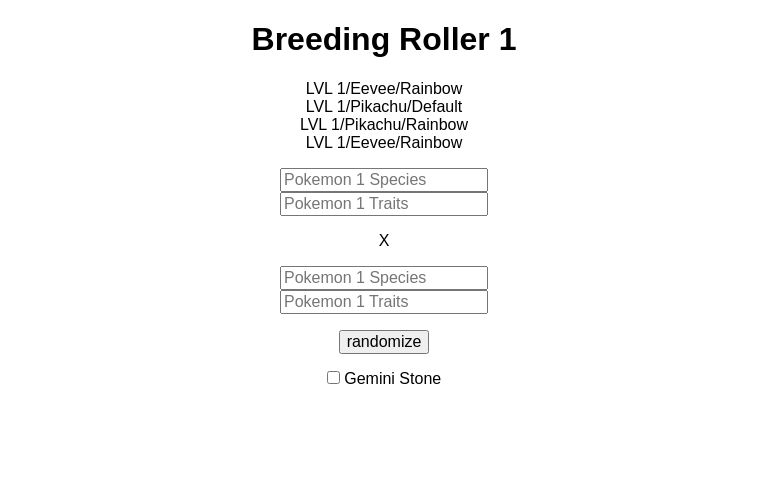 Breeding Roller 1 ― Perchance Generator