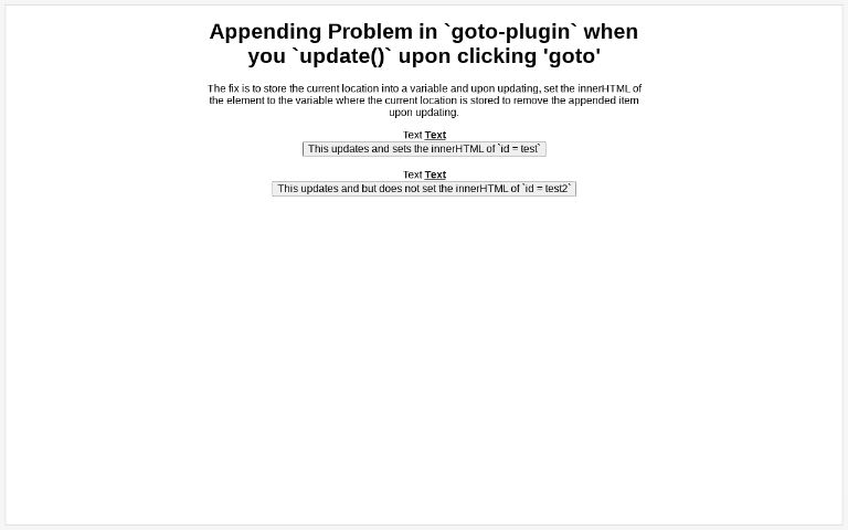 Appending Problem in `goto-plugin` when you `update()` upon clicking 'goto'