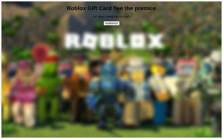 Roblox Gift Card flee the premice ― Perchance Generator