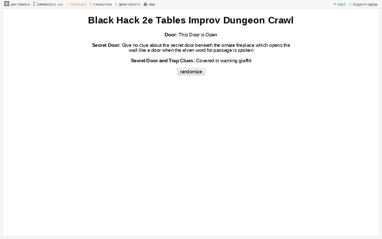 Black Hack 2e Tables Improv Dungeon Crawl ― Perchance Generator