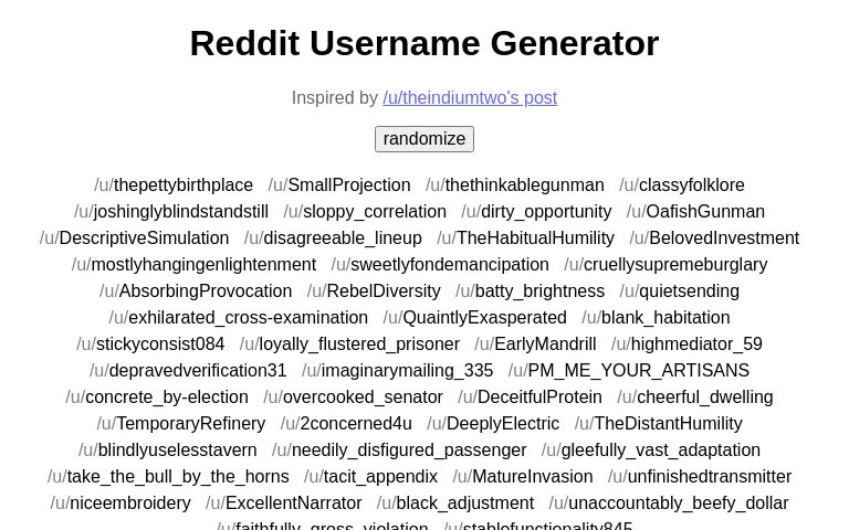 Reddit Username Generator