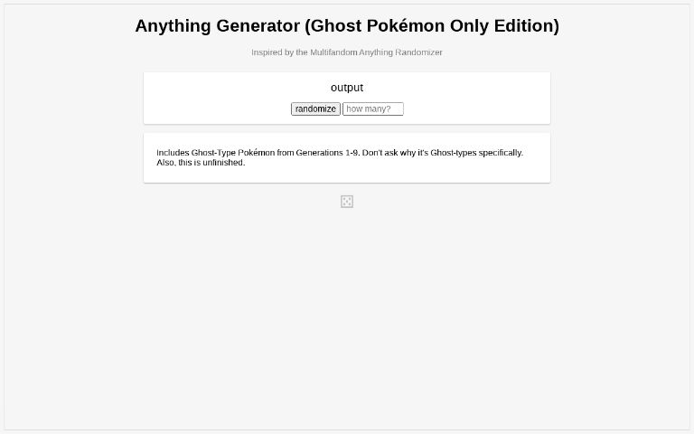 Anything Generator (Ghost Pokémon Only Edition)