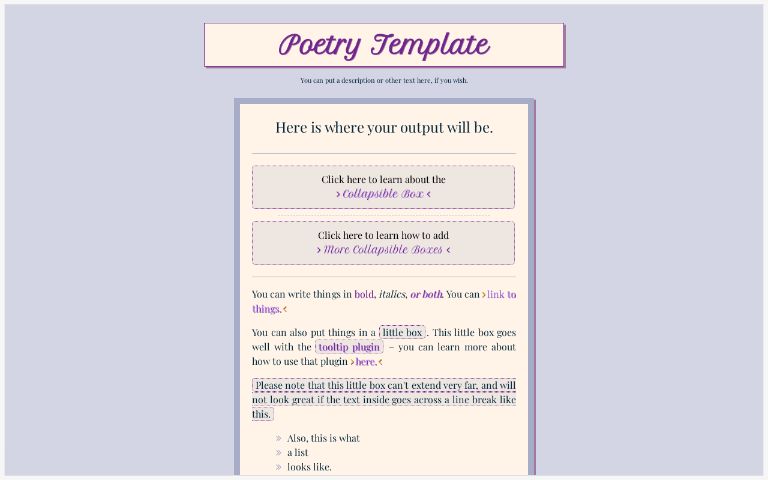 Poetry Template ― Perchance Generator